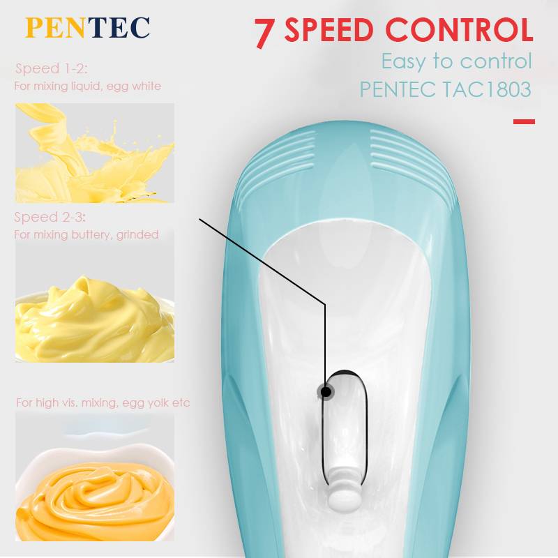 PENTEC Electric Hand Mixer TAC-1803 Aluminium Bracket 7 Speed Control ...