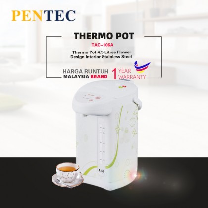 PENTEC Thermo Pot TAC-106A 4.5 Litres Flower Design Interior Stainless ...
