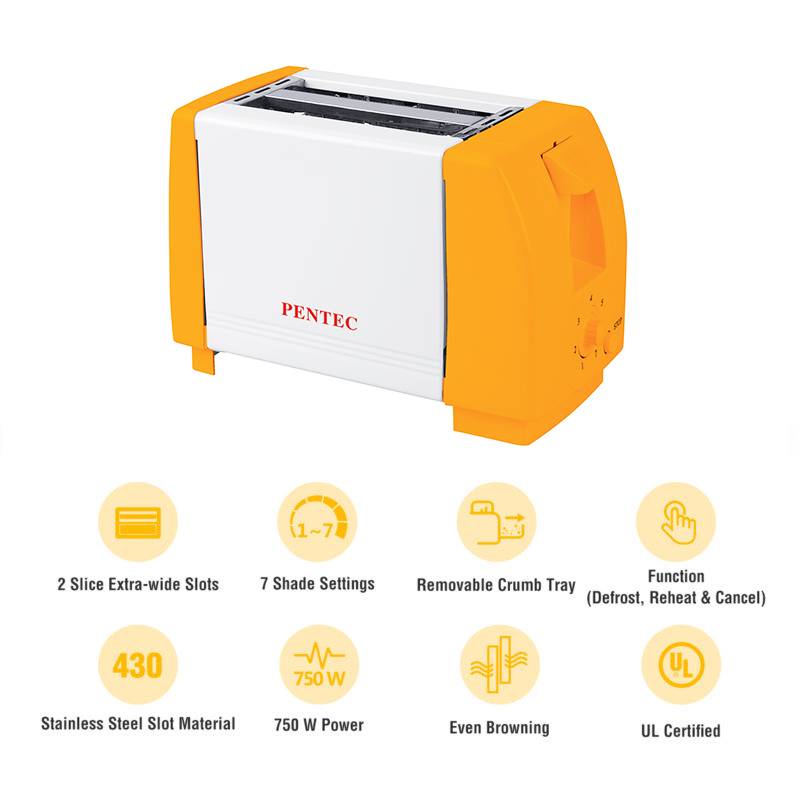 (Malaysia) PENTEC TAC-102 2 Slice Pop-Up Toaster Sandwich Maker