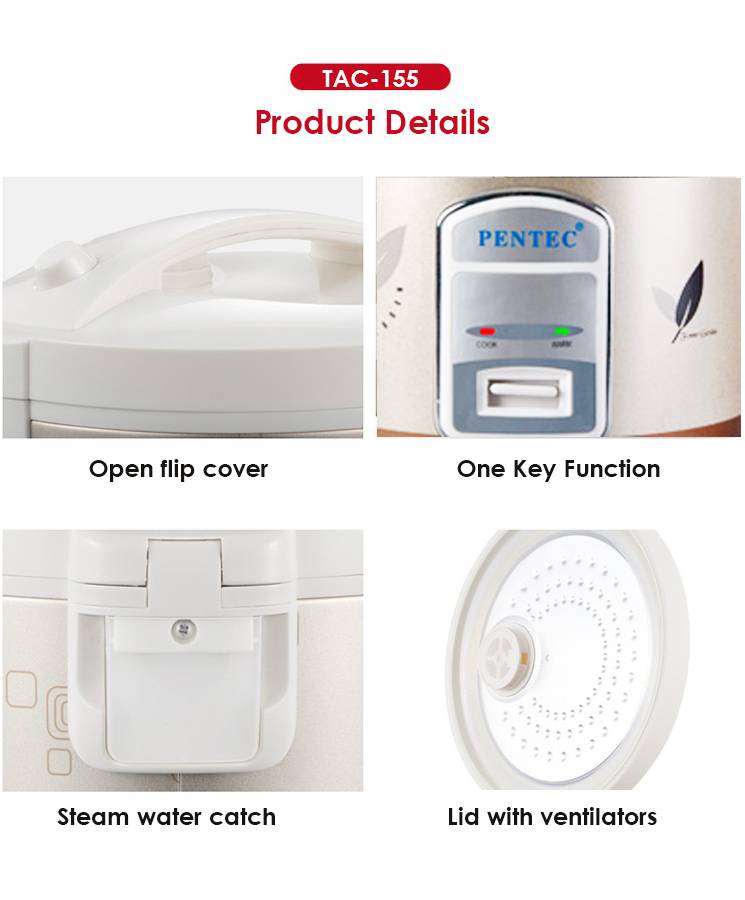 Pentec Rice Cooker TAC-155 2.2L 800w Inner Pot For Easy Cleaning ...