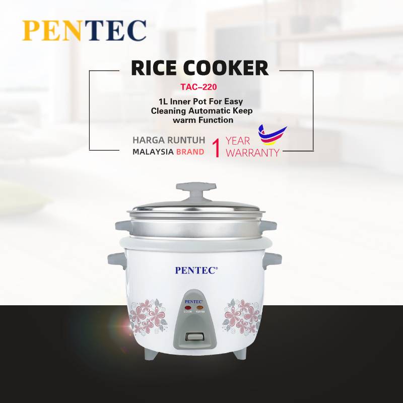 Pentec Rice Cooker TAC-220 1L Inner Pot For Easy Cleaning Automatic ...