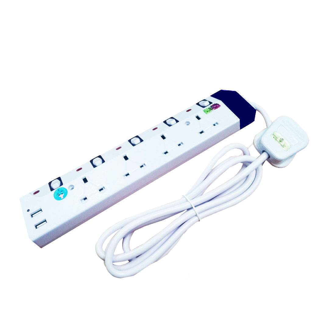 Pentec 2M TAC-8714 Extension Trailing Socket 4 Way with 2 USB Port