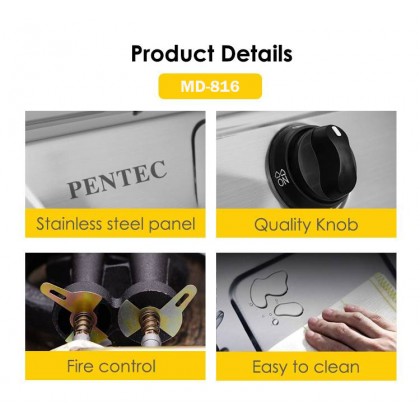 PENTEC DOUBLE BURNER MD-816 STAINLESS STEEL BURNER KELULI TAHAN KARAT ...