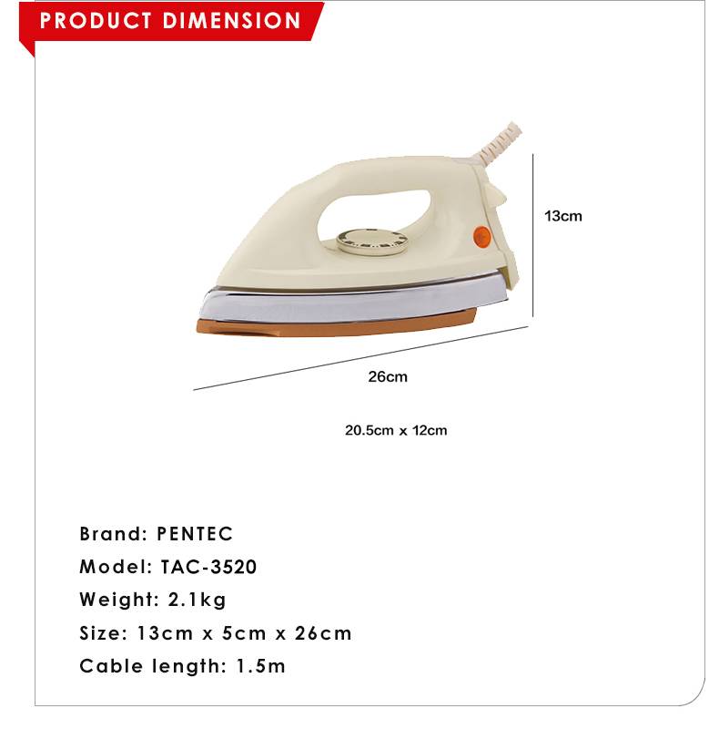 Pentec TAC-3520 Heavy Duty Iron Industry Use Strong Power Deluxe Metal Coat
