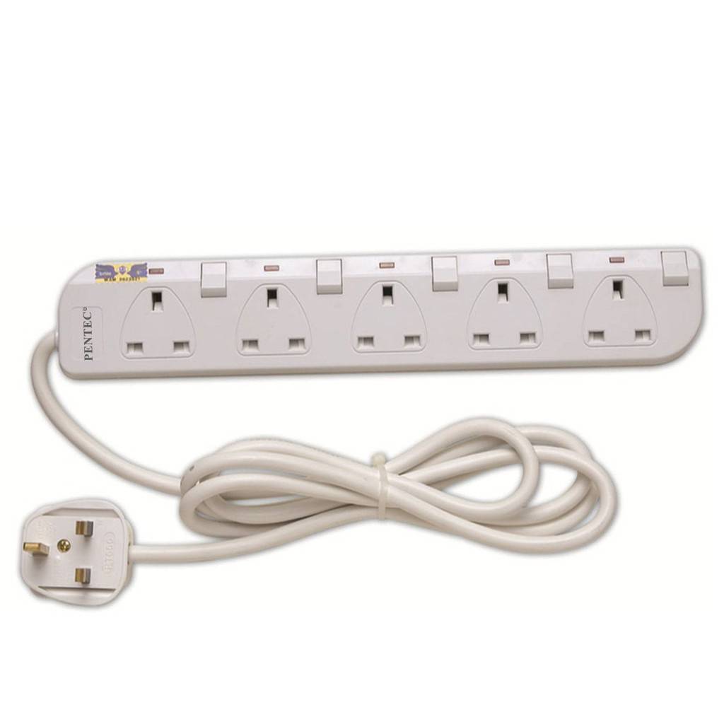 Pentec 2M TAC-8714 Extension Trailing Socket 4 Way with 2 USB Port