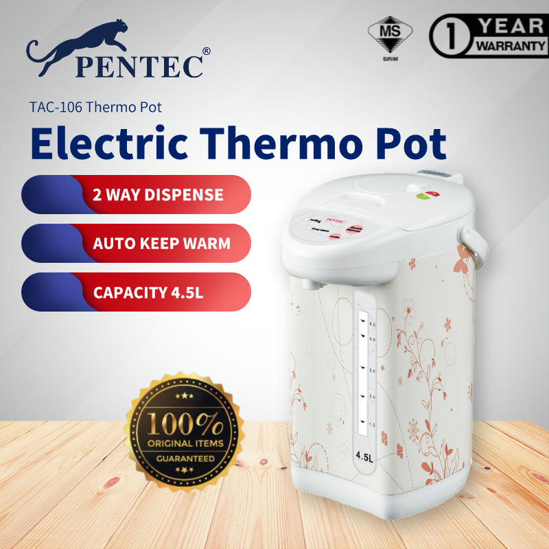PENTEC Thermo Pot TAC-106A 4.5 Litres Flower Design Interior Stainless ...